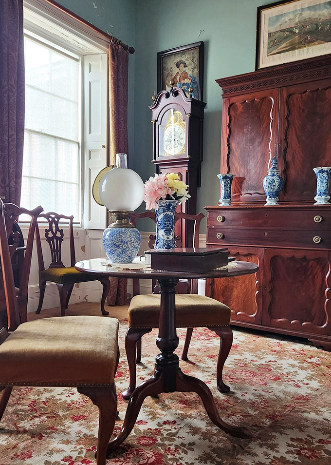 "Time travel: now available without the DeLorean." Step into this room and you'll swear you heard Jane Austen yell, "Don't touch that!"