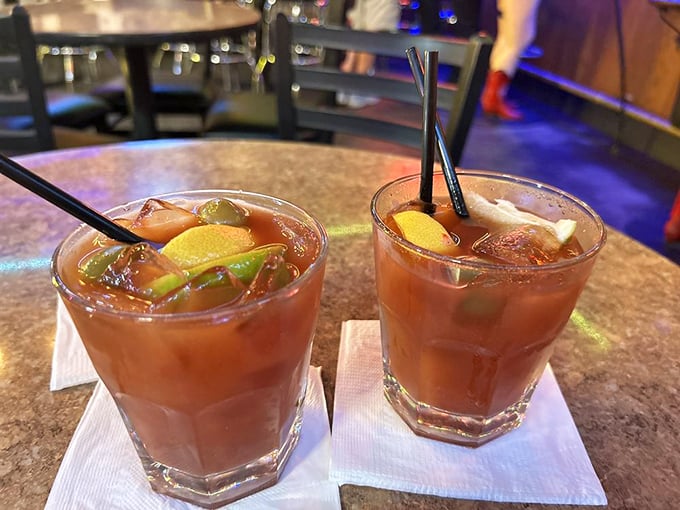 Bloody Marys so loaded, they're like a meal in a glass! Garnishes galore&mdash;it's like a salad bar had a wild night out.