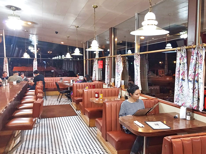 Cozy booths and window views! The perfect spot to plot your next road trip or simply watch the world go by, one bite at a time.