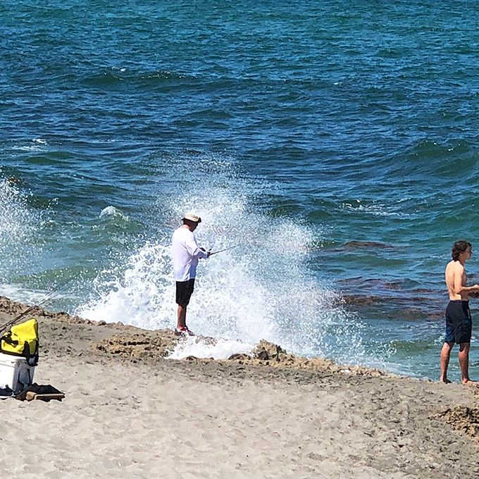 Fishing or modern art installation? These silhouettes against the sunset are giving me serious Ansel Adams vibes.