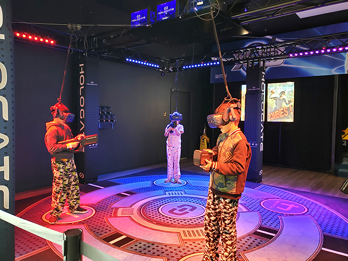 Step into the future with this high-tech gaming experience. It's like the holodeck from Star Trek, but with fewer Klingons.