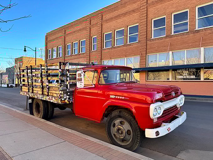 This classic red truck isn't just eye candy &ndash; it's a time machine on wheels. Hop in, and you might just find yourself cruising through the '70s.