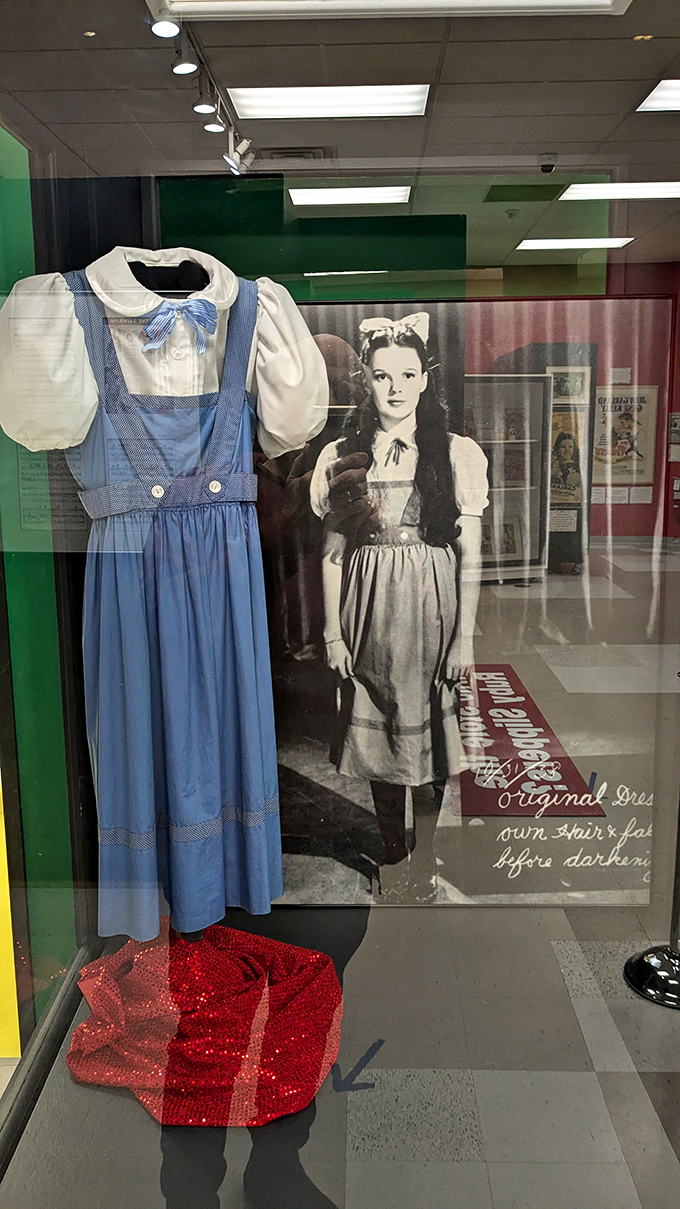 From gingham to glam! Dorothy's iconic dress stands ready for its next trip over the rainbow.