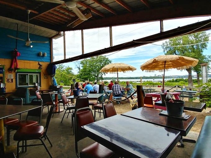 Al fresco dining with a side of river breeze. It's like a picnic, but with better food and no ants!