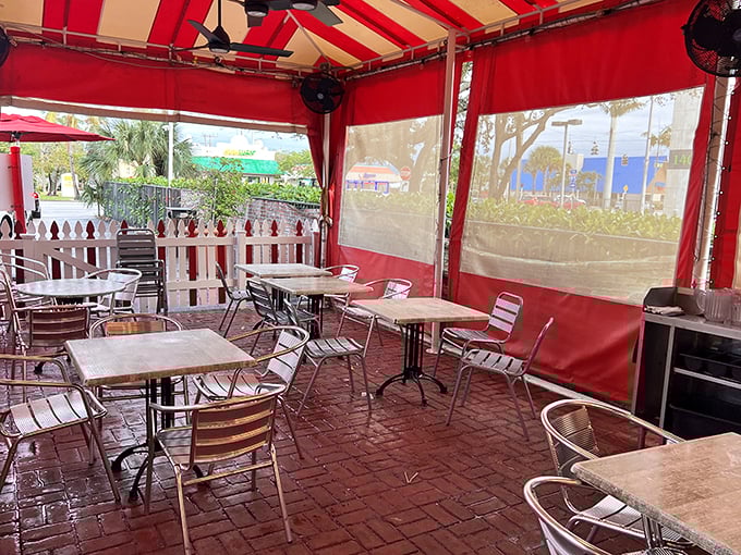 Al fresco ice cream enjoyment - because sometimes you need to cool down while soaking up that Florida sun. It's called balance, folks.