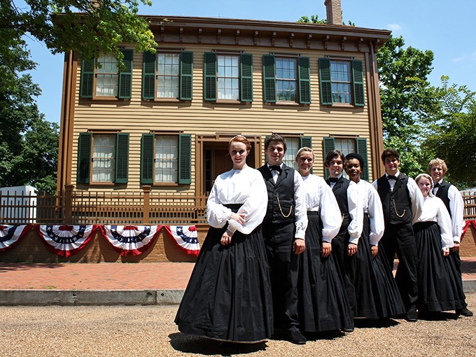 The Lincoln Home Players present: "Hoop Skirts and High Hopes" - a fashion show that's more educational than Paris runway.