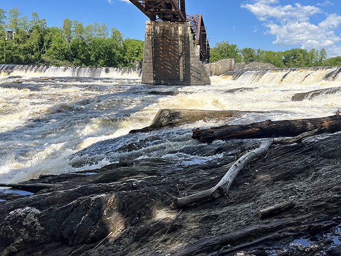 Nature's own thrill ride: The churning waters below remind us why bridges were a good idea in the first place.