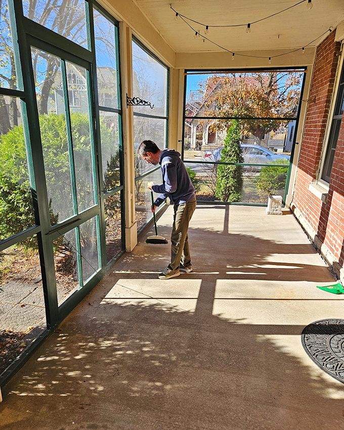 Cleanliness is next to coziness. This diligent staffer ensures your stay is as spotless as your conscience after donating to charity.