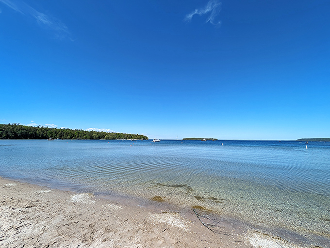 Beach bliss: Where the water's so clear, you'll swear you're in the Caribbean. Until you dip your toe in, that is. Brrr!