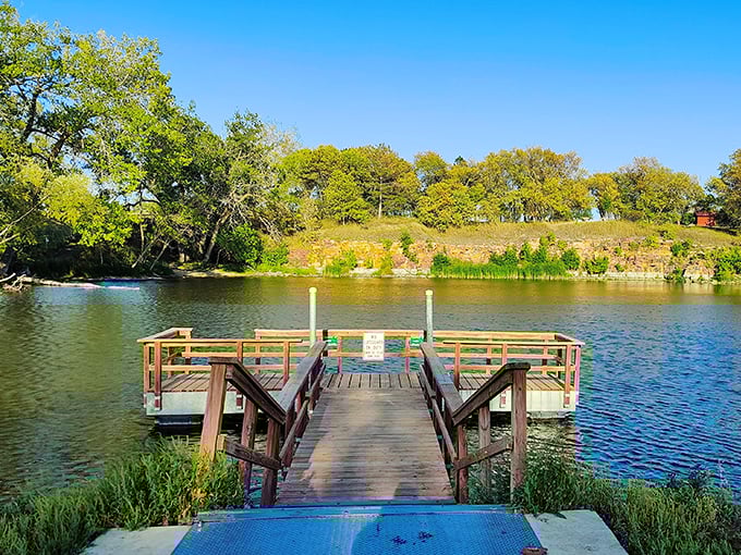 Lakeside serenity, Minnesota-style. This deck's the perfect spot for contemplating life, the universe, and everything &ndash; or just enjoying the view.