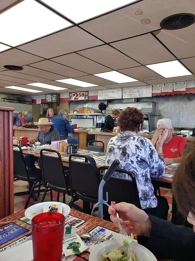 Pull up a chair and join the feast! This lively dining room is where strangers become friends over shared love of good grub.
