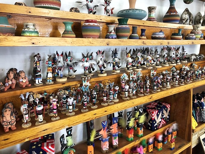 It's a miniature pow-wow of craftsmanship! These figurines tell stories taller than Paul Bunyan.