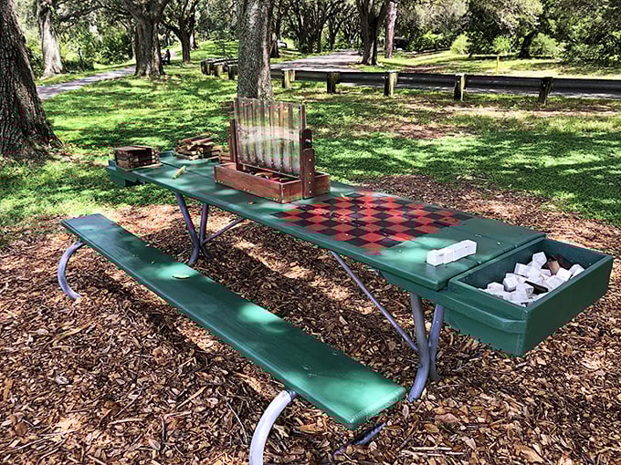 Checkmate, boredom! This outdoor game table proves that "fun in the sun" isn't just a beach thing.