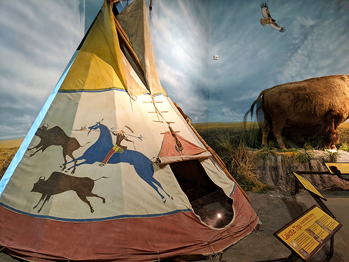 "Lakota life, frozen in time!" This colorful tipi invites you to imagine life on the Great Plains, where 'mobile home' meant something entirely different.