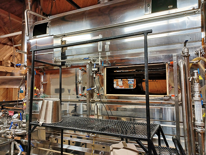 Behold, the syrup synthesizer! This shiny beast transforms tree juice into breakfast bliss. It's science meets deliciousness.