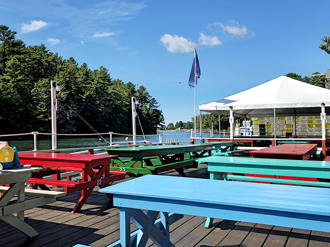 This colorful seating area is like a game of musical chairs, but with better views and tastier prizes.