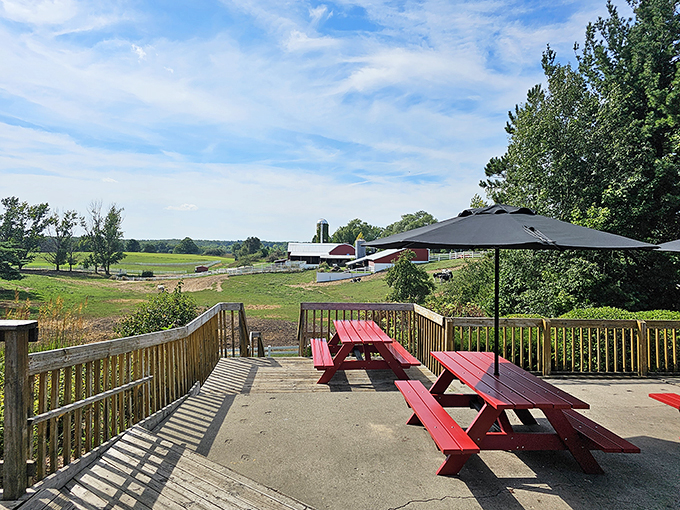 Al fresco ice cream with a side of pastoral bliss. It's like eating in a Norman Rockwell painting, but tastier!
