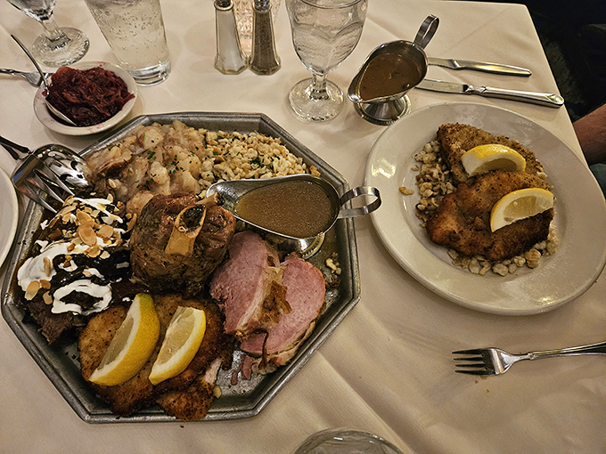 Feast fit for a king (or a very hungry peasant). This platter is a testament to Germany's greatest culinary hits, served family-style.