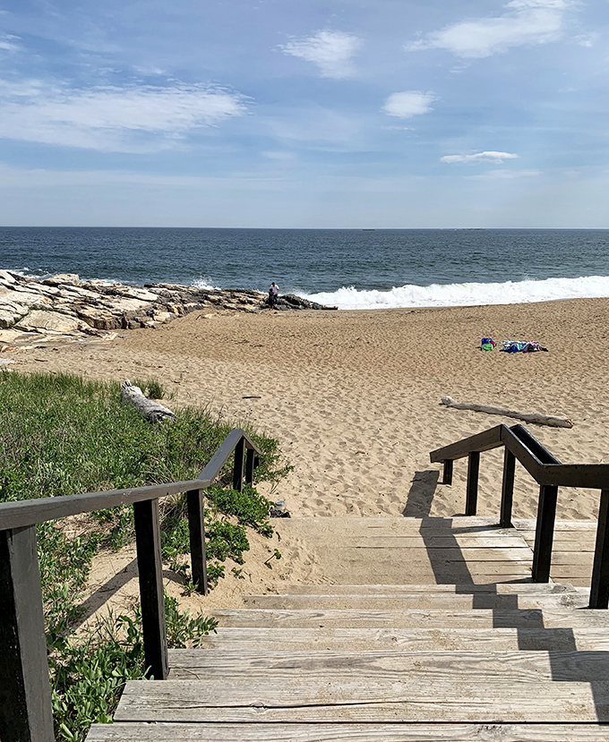 Stairway to heaven? Nope, just the path to your own slice of beach paradise. No guitar solo required, but humming is encouraged.