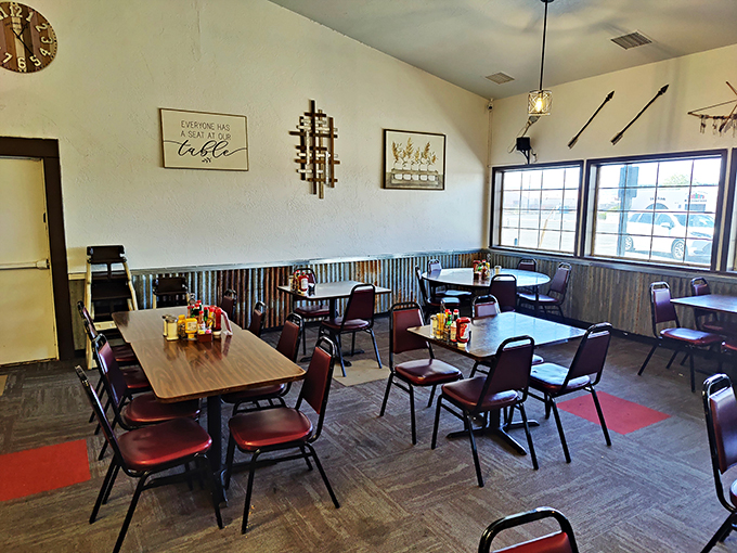 Table for two... or ten! Whether you're flying solo or bringing the whole clan, there's a spot for everyone in this cozy corner.