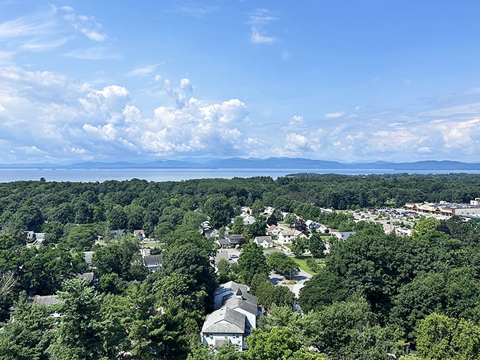 Lake Champlain spreads out like nature's own infinity pool. Nessie's cousin might be lurking, but we're too mesmerized to care.