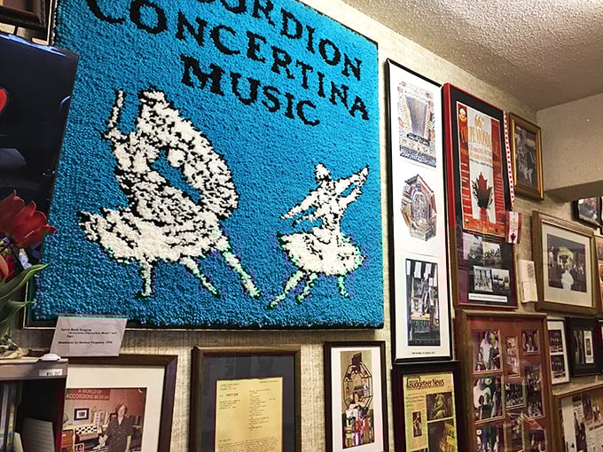 Who knew accordions could be so groovy? This funky wall art proves that squeeze boxes have more soul than your average instrument.