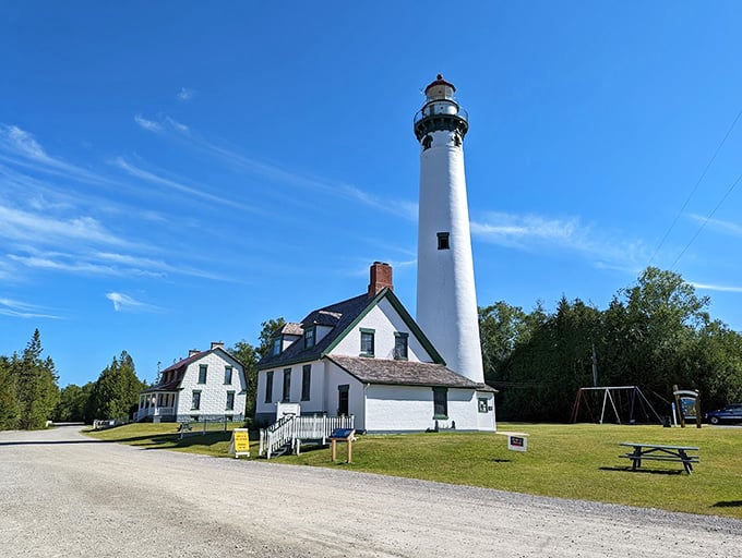 Skyscraper of the shore! At 113 feet tall, this lighthouse towers over its peers like a basketball player at a jockey convention.