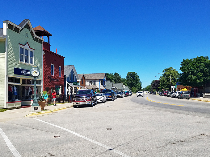 Downtown Suttons Bay: A charming village where "rush hour" means more than three people at the ice cream shop at once.