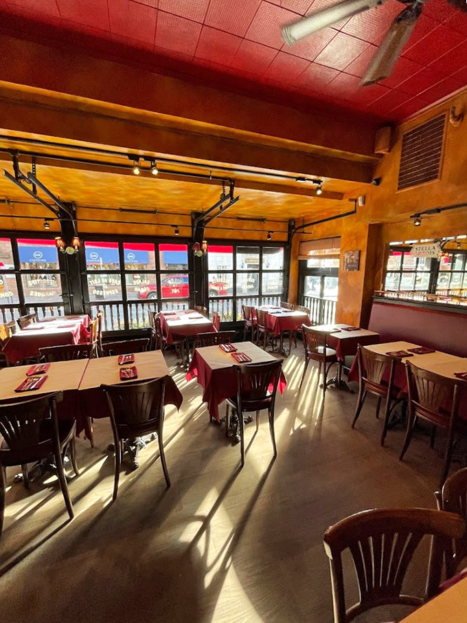 Upstairs at Leunig's: Where the views are as delightful as the menu. Don't forget to look up from your plate!