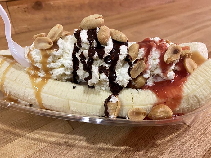 The banana split of your dreams! It's a flavor fiesta that would make Carmen Miranda's hat jealous.