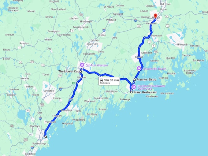 13 foodie road trip maine map