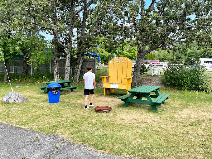 Picnic paradise or pit stop? These colorful seats offer a moment of respite between heart-pounding laps. Choose your fighter: yellow or green?