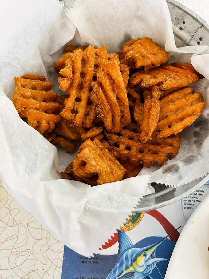 Crispy, crunchy, sweet potato perfection. These waffle fries are like edible sunshine—golden, warm, and guaranteed to make you smile.