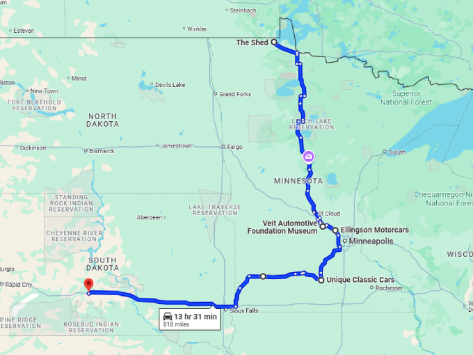 13 auto road trip minnesota map