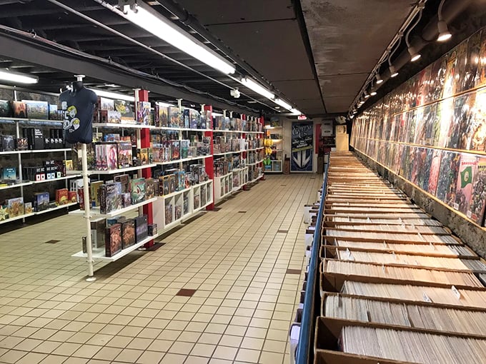 The basement level: where comic book archaeology meets treasure hunting. Indiana Jones would feel right at home here.