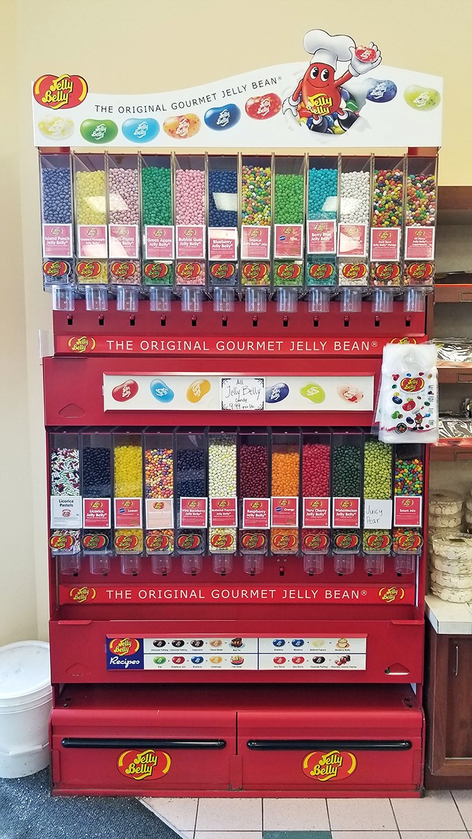 A rainbow of sweetness that puts Skittles to shame. This Jelly Belly display is like a colorful, sugary treasure chest for grown-ups.