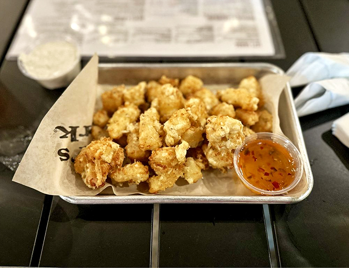 Hello, beautiful! These golden cheese curds are like edible sunshine, promising a crispy exterior and a gooey, cheesy surprise inside.