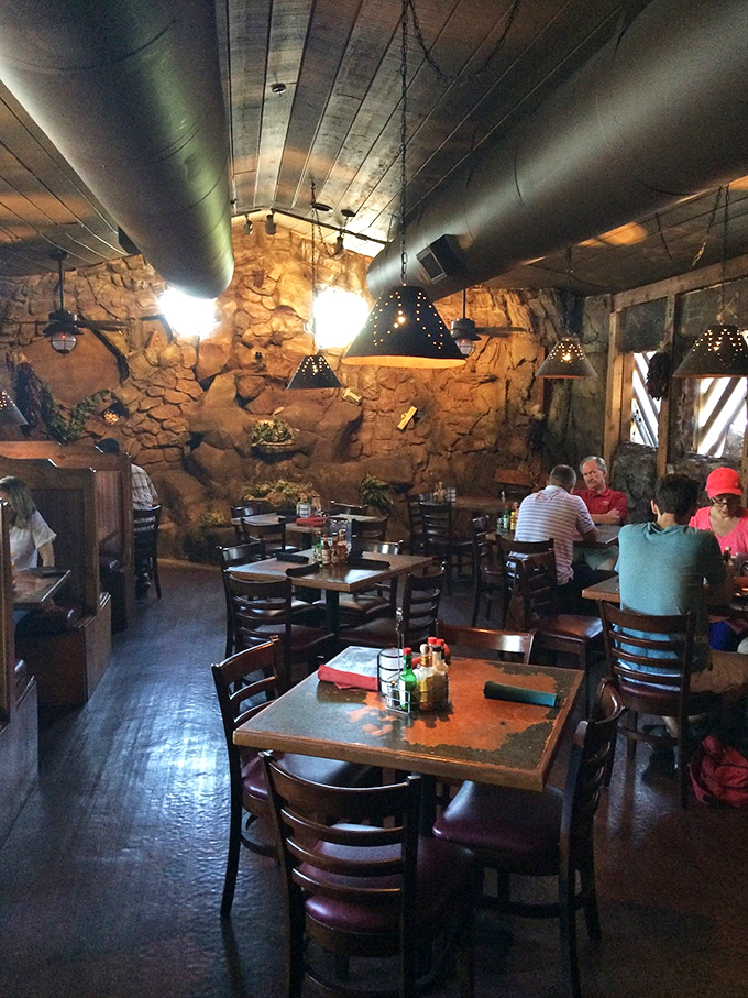 Diners, drive-ins, and caves? Guy Fieri would flip his frosted tips over this funky dining room straight out of Bedrock.