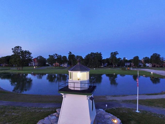 Nighttime knockout! When the sun goes down, this lighthouse transforms into a glowing beacon of Instagram-worthy magic.