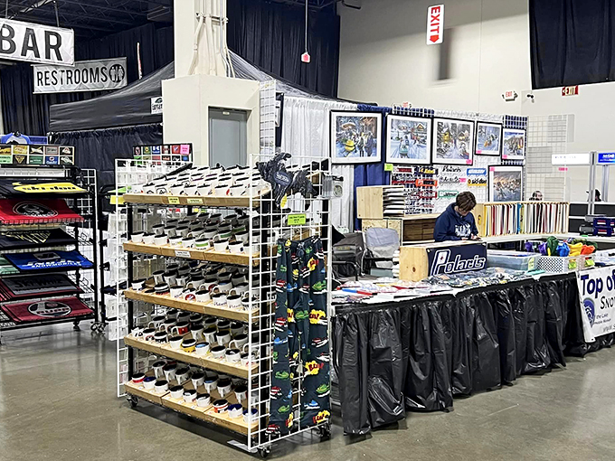 Snowmobile chic on display. Who knew winter gear could be a fashion statement?