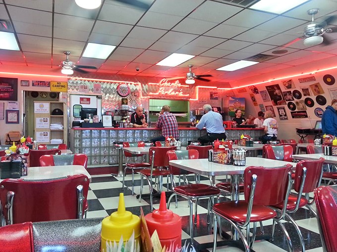 Red booths, checkered floors, and enough nostalgia to fuel a time machine. Welcome to the heart of Charlie Parker's.