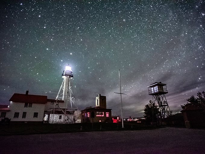 Starry night meets lighthouse delight. Van Gogh would've loved this celestial light show over Whitefish Point.