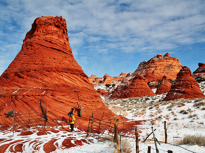 Vermilion Cliffs in winter: where Jack Frost meets the Painted Desert. It's like someone sprinkled powdered sugar on nature's most impressive layer cake.