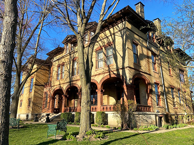 Mansion or castle? You decide. This exterior view might have you checking for dragons or at least a knight in shining armor.