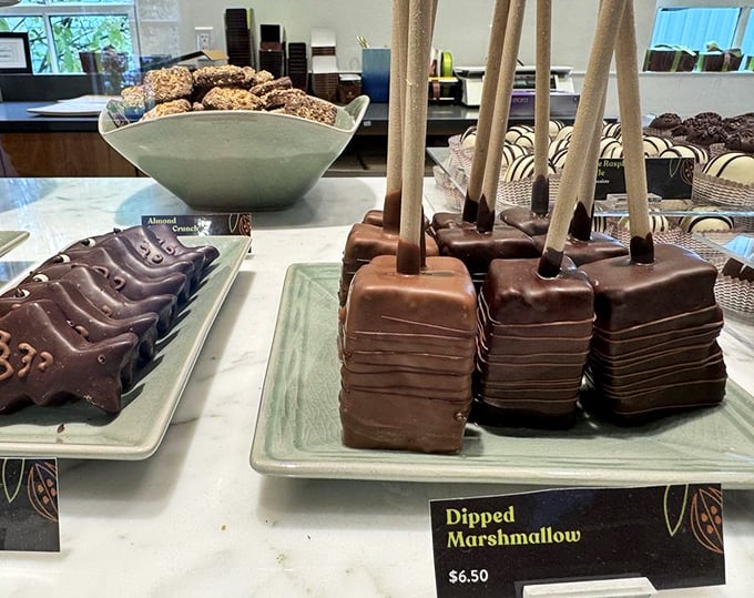 Marshmallows on a stick, all dressed up and ready to party. It's like a formal ball for your taste buds.