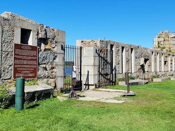 Gateway to the past! Fort Popham's entrance beckons visitors to step back in time. No DeLorean required for this historical adventure.