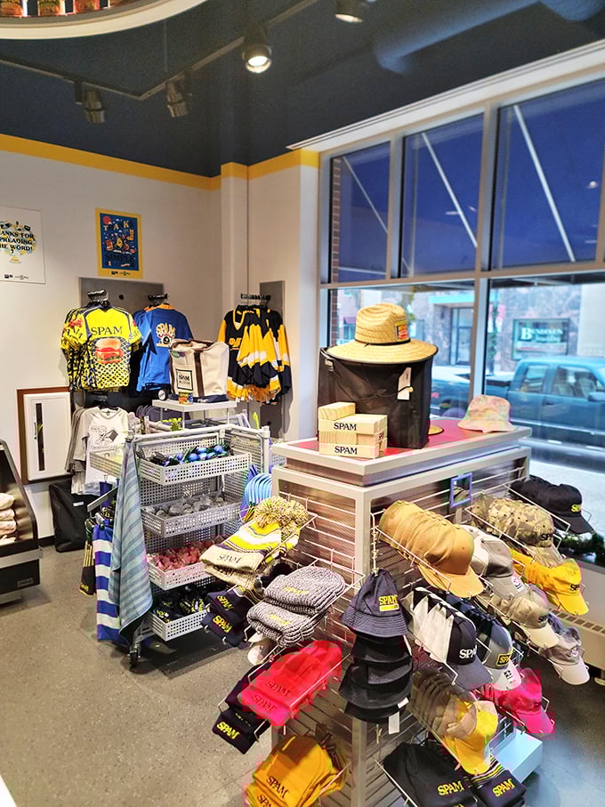 SPAM swag central! The gift shop offers everything from t-shirts to hats, perfect for those who want to wear their meat on their sleeve.