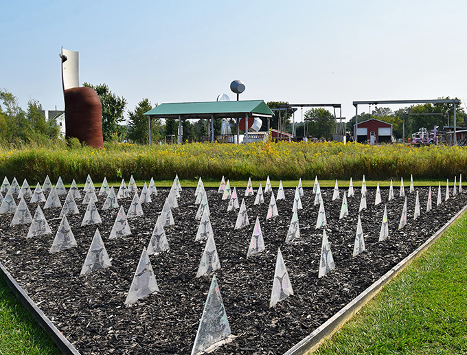 "When art gives you the silent treatment." These glass pyramids stand in stoic formation, like an army of transparent thoughts waiting to be explored.
