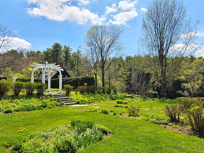 Step into a Jane Austen novel, minus the corsets and social constraints. This garden path leads to pure, unadulterated beauty.