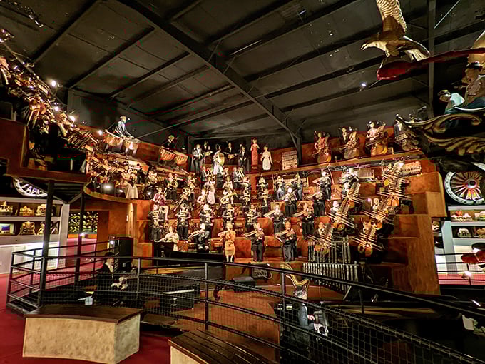 The world's most unusual orchestra pit? This eclectic ensemble of instruments and figures seems poised to perform the soundtrack of your wildest dreams.